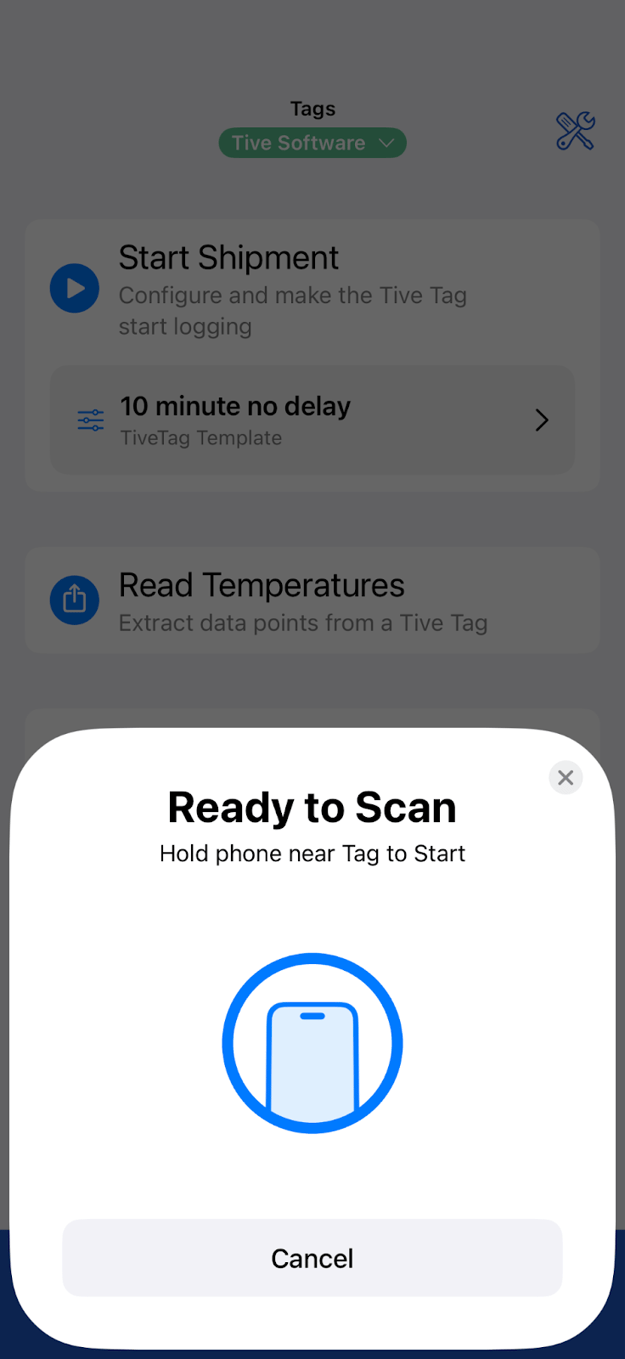 Starting a Tive Tag Shipment