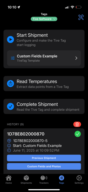 Starting a Tive Tag Shipment